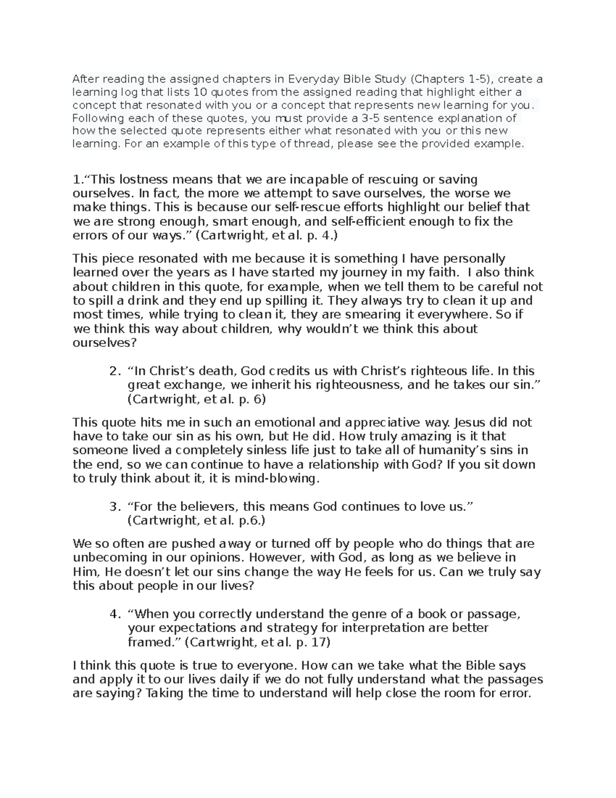 Learning Log on Key Concepts from Everyday Bible Study (Ch. 1-5) - Studocu