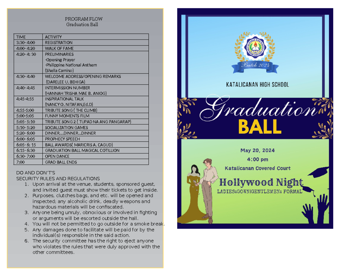 Gradball Program Flow and Security Guidelines for Attendees - Studocu