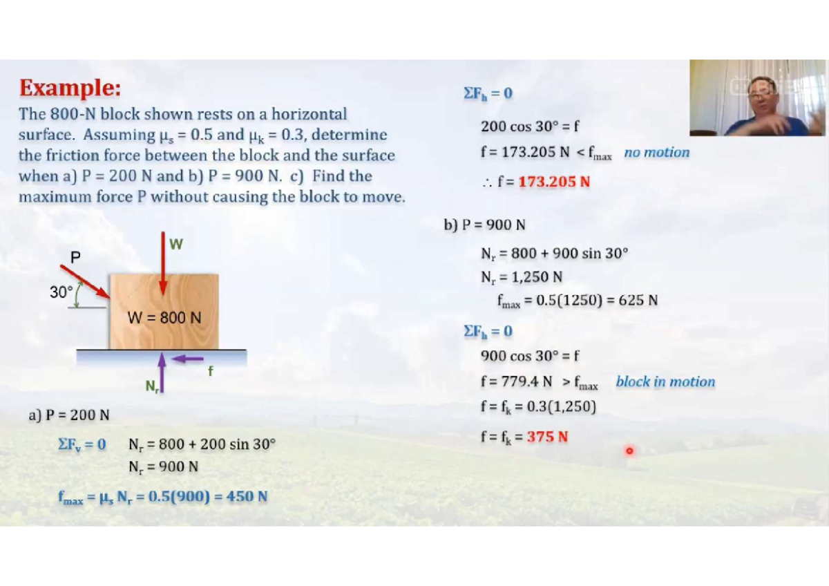 Friction- Sample- Problems - Example: 0 The block shown rests on a ...