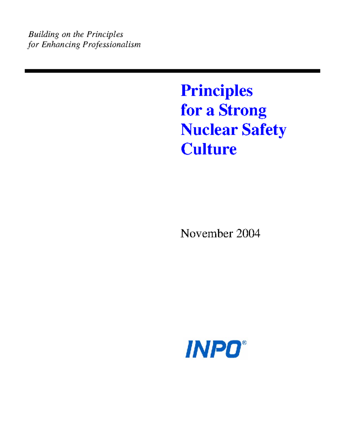 ML053410342 - Enhancing Professionalism in Nuclear Safety Culture - Studocu