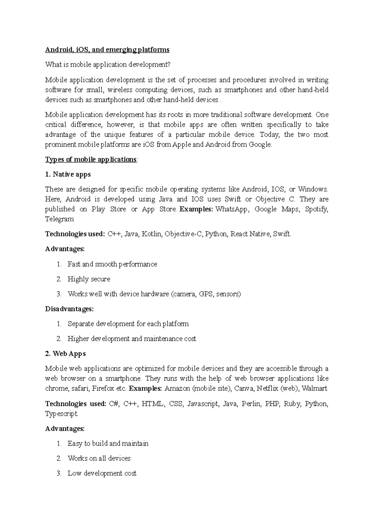 Mobile App Development - Android Unit 1 Overview - Studocu