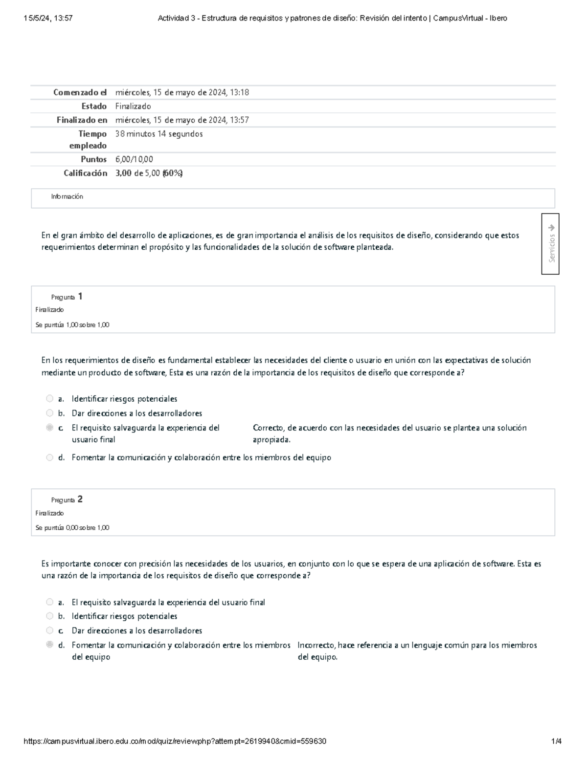 Actividad 3: Estructura de Requisitos y Patrones de Diseño - Revisión ...