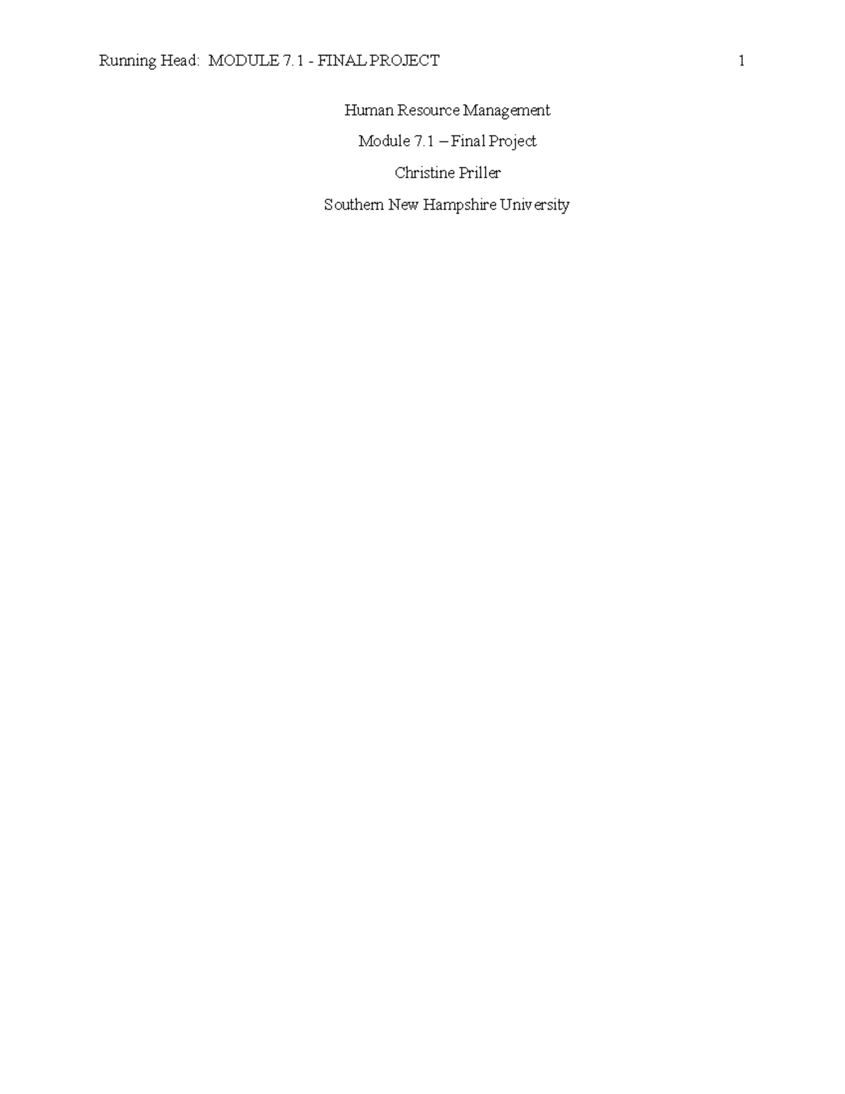 OL 211, Module 7-1, Final Project - Running Head: MODULE 7 - FINAL ...