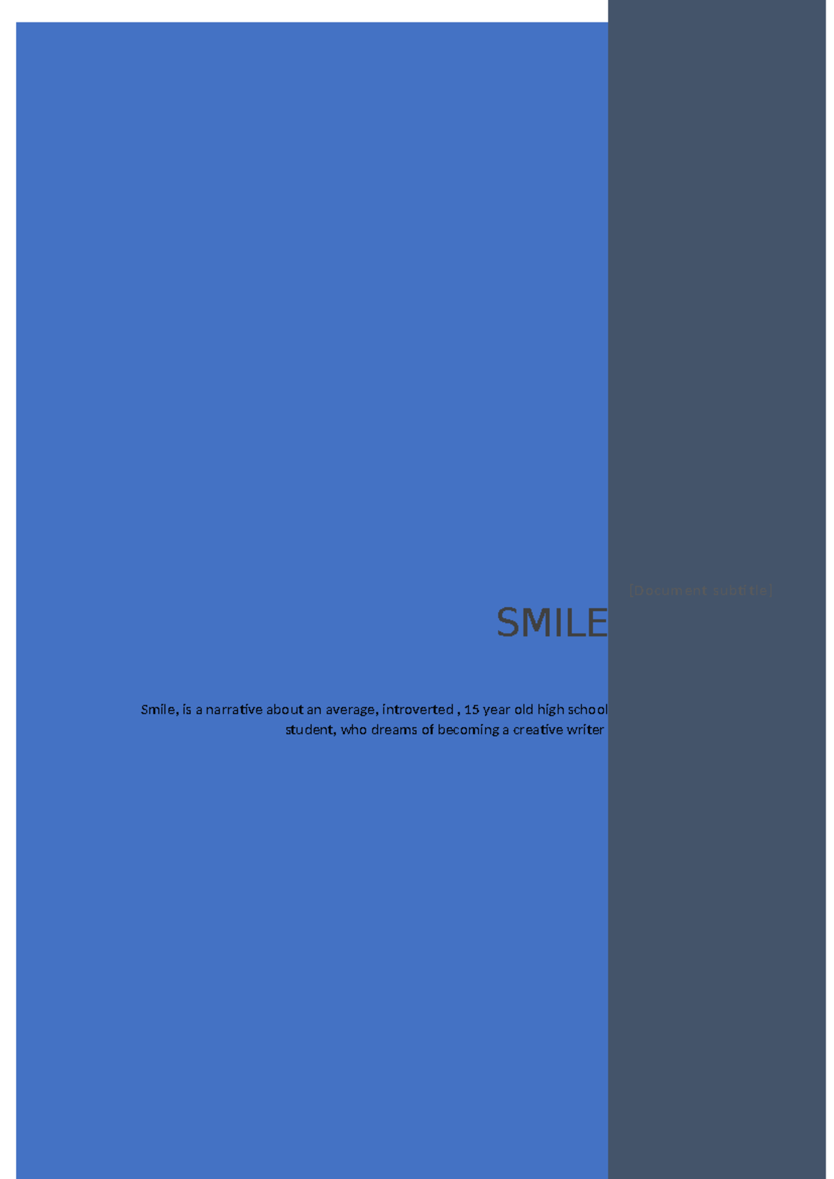 SMILE: A Creative Writer's Journey in High School - Chapter 1 - Studocu