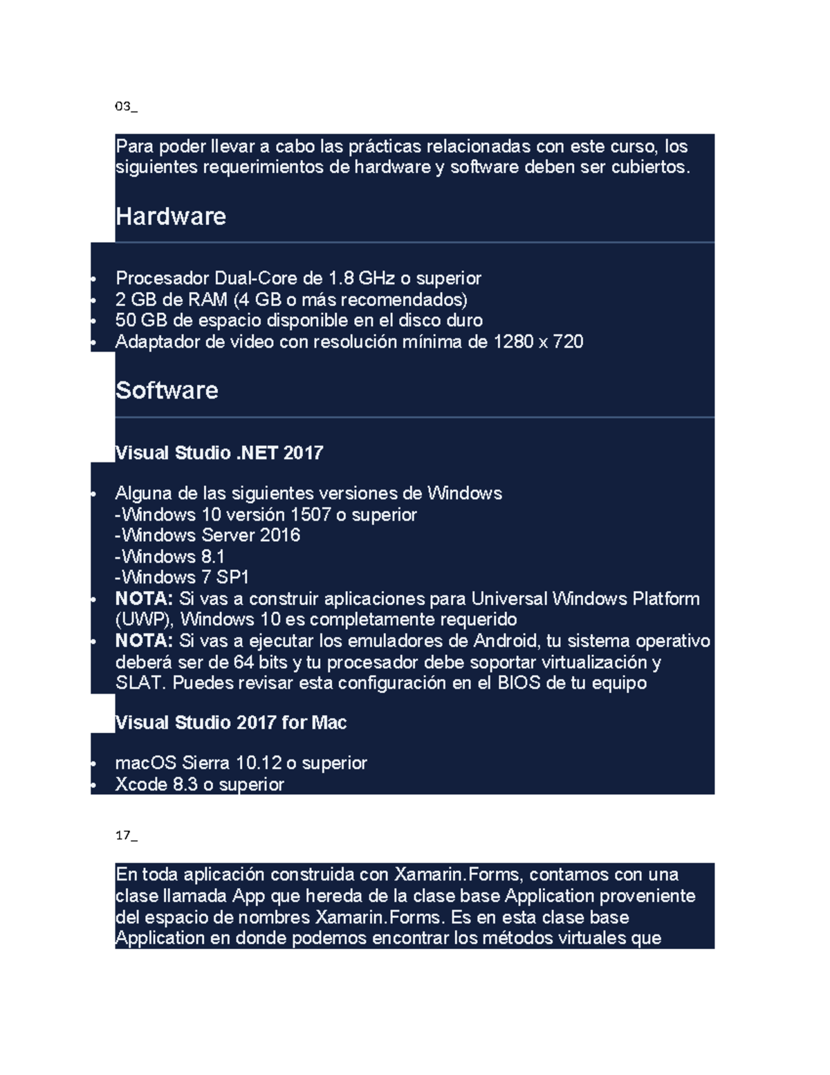 Requerimientos de Hardware y Software para Xamarin.Forms (03) - Studocu