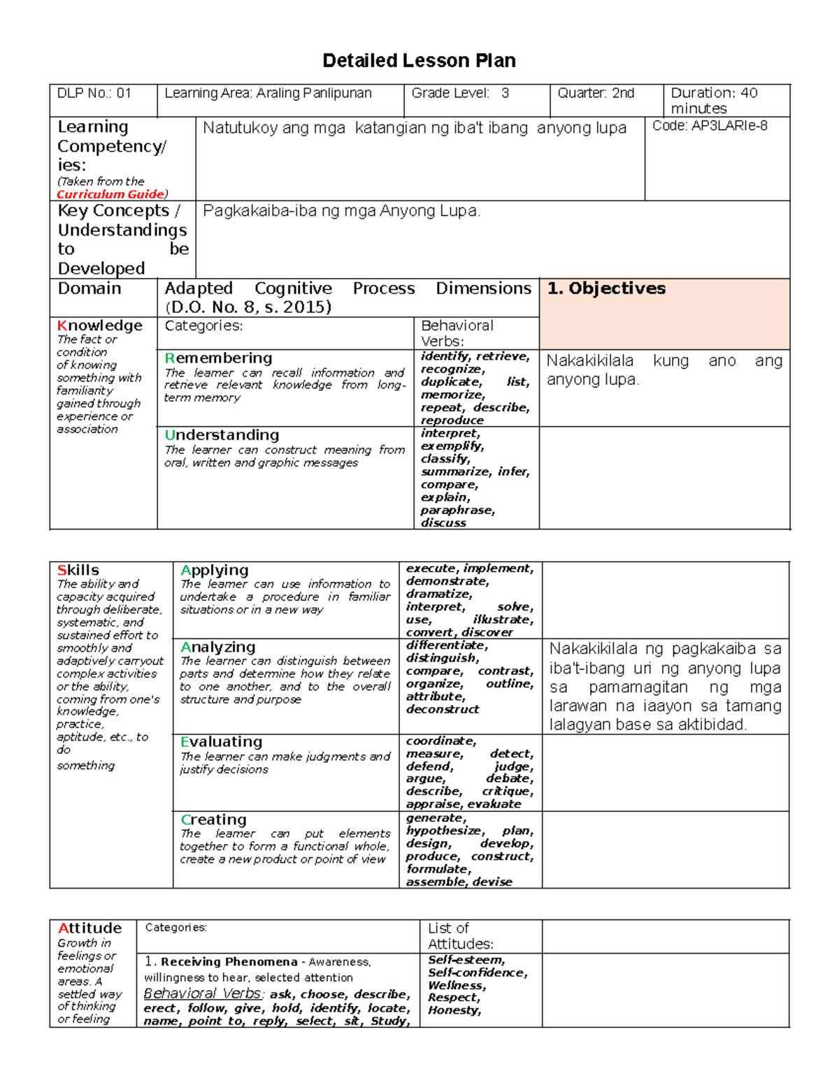 Detailed Lesson Plan (DLP) for Araling Panlipunan Grade 3 - Quarter 2 ...