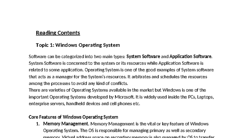 Windows Operating System Overview: Key Features & Evolution - Studocu