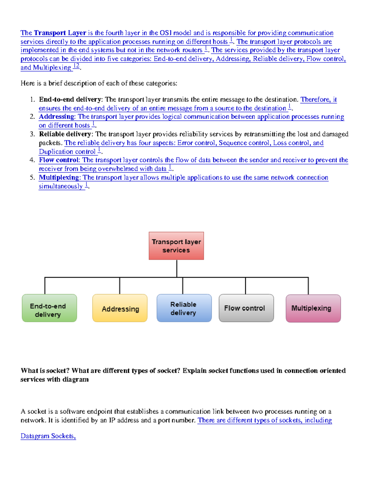 CNS Unit 4: Understanding the Transport Layer & Socket Functions - Studocu