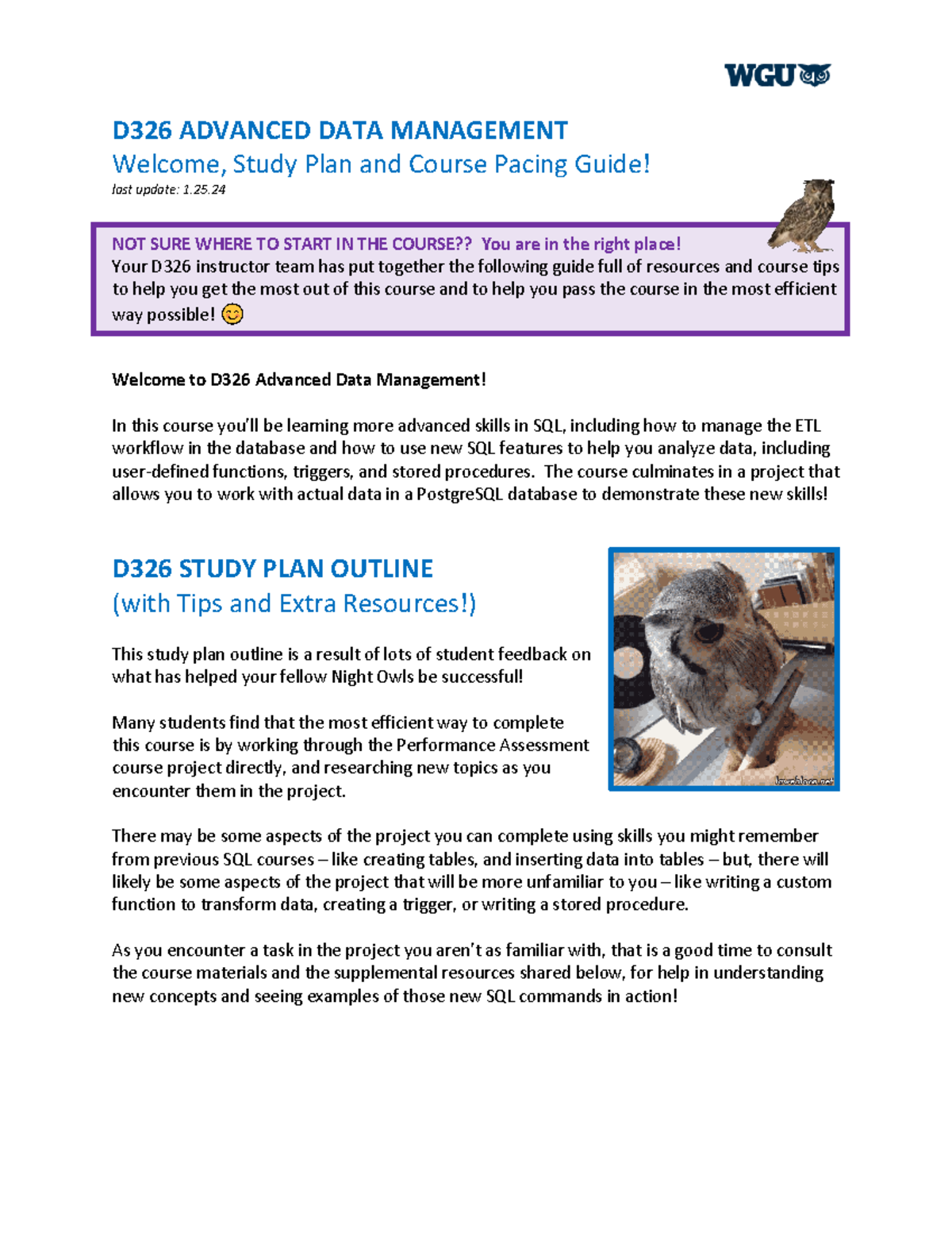 D326 Advanced Data Management Course Guide & Study Plan - Studocu