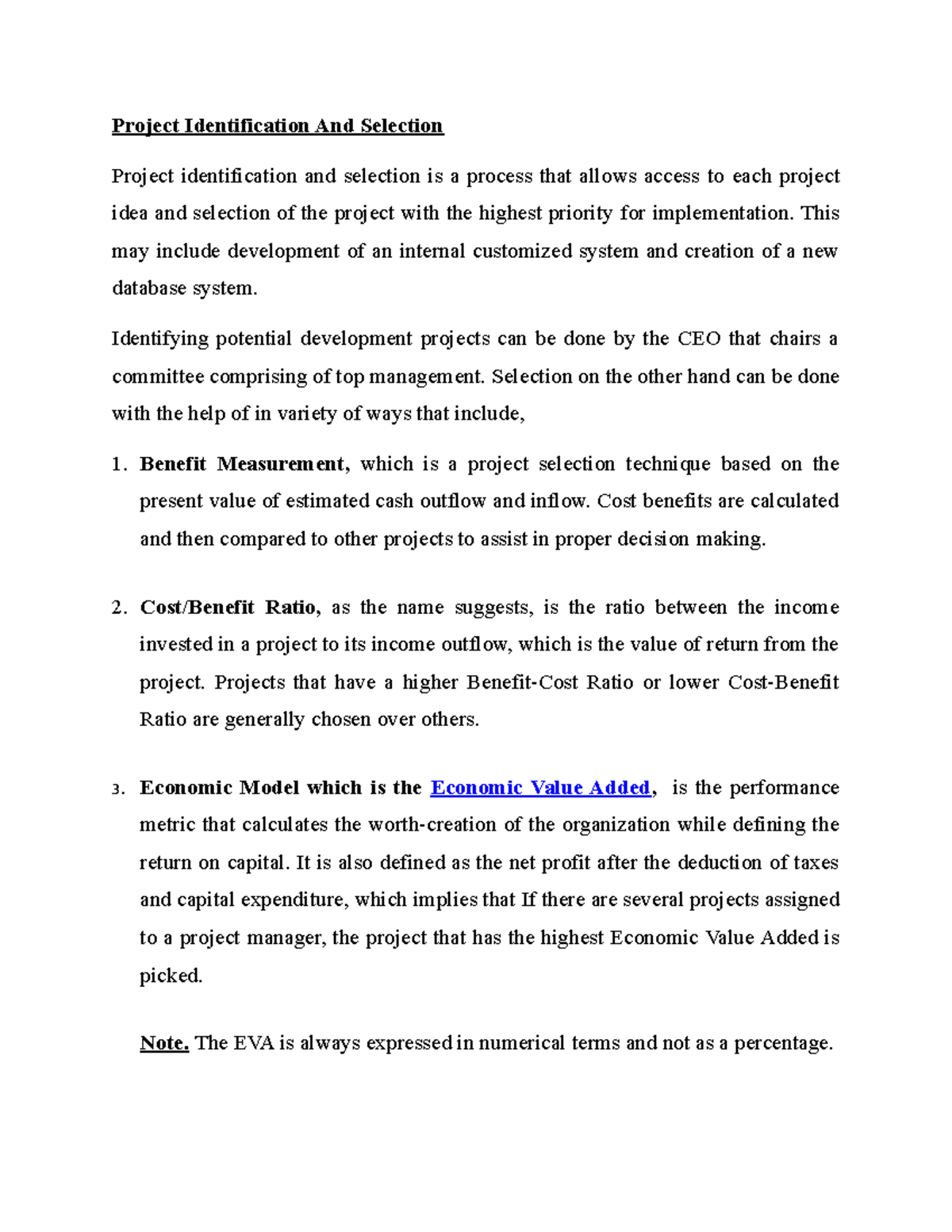 Project Identification and Selection - Project Identification And Selection Project ...