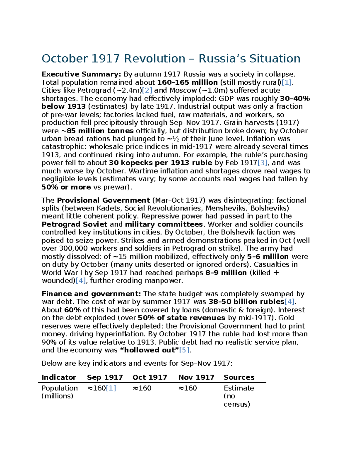 October 1917 Revolution: Russia's Crisis Overview - Studocu