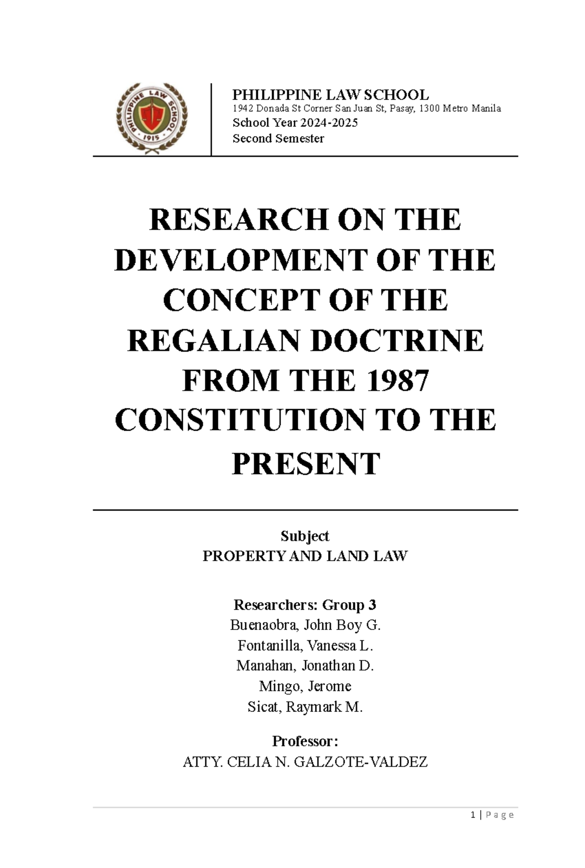 Group 3: Research on the Regalian Doctrine in Property & Land Law - Studocu