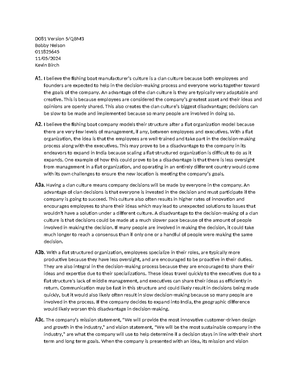 D081 Task 1: Analysis of Organizational Culture & Market Entry Strategy - Studocu