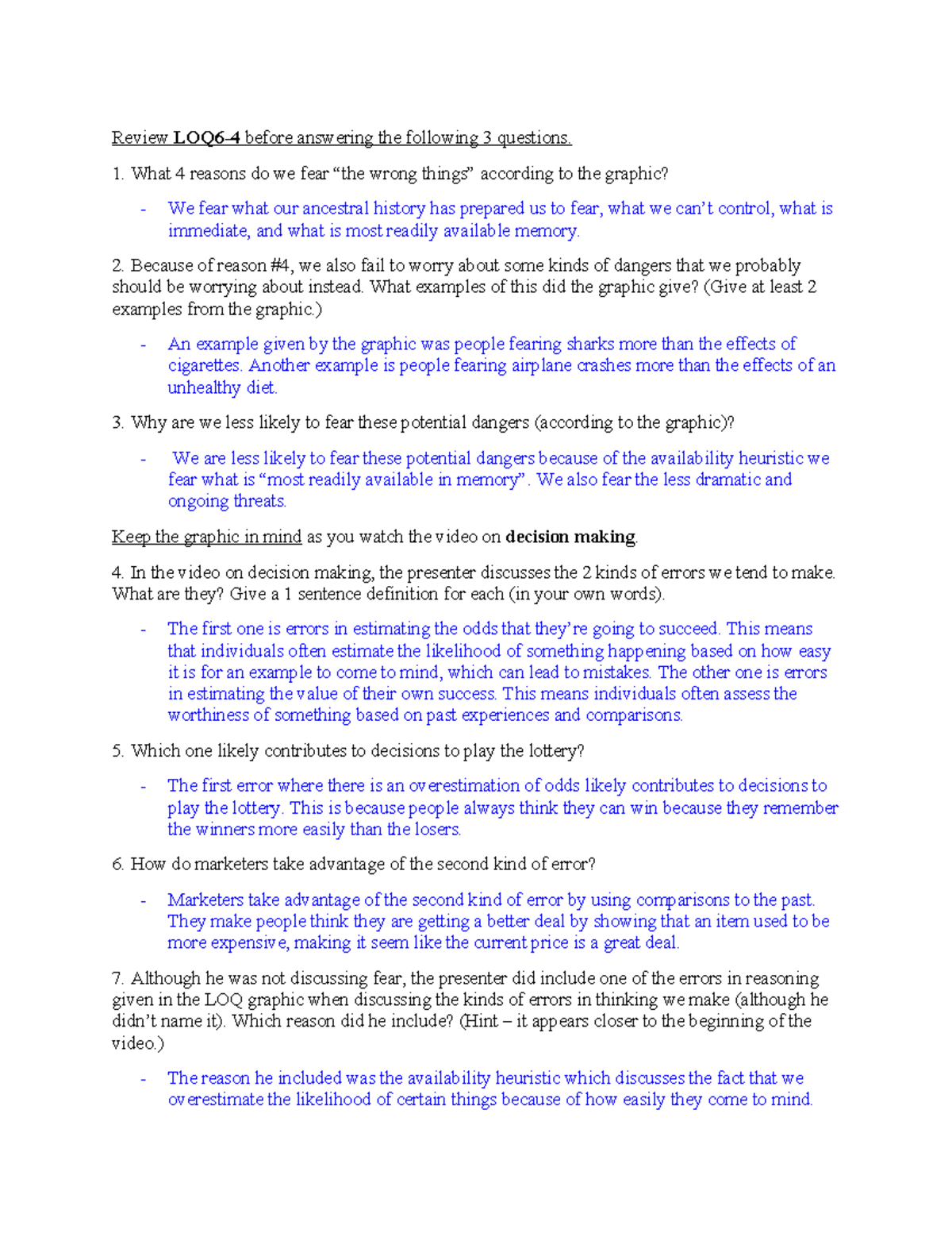 GEN Psych - Review of Decision Making and Intelligence Concepts - Studocu