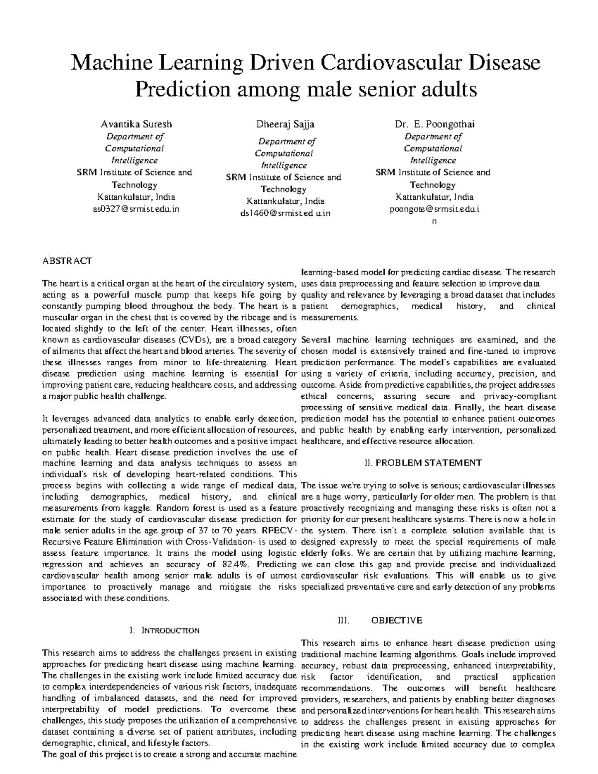 Machine Learning for Cardiovascular Disease Prediction (CIV609) - Studocu