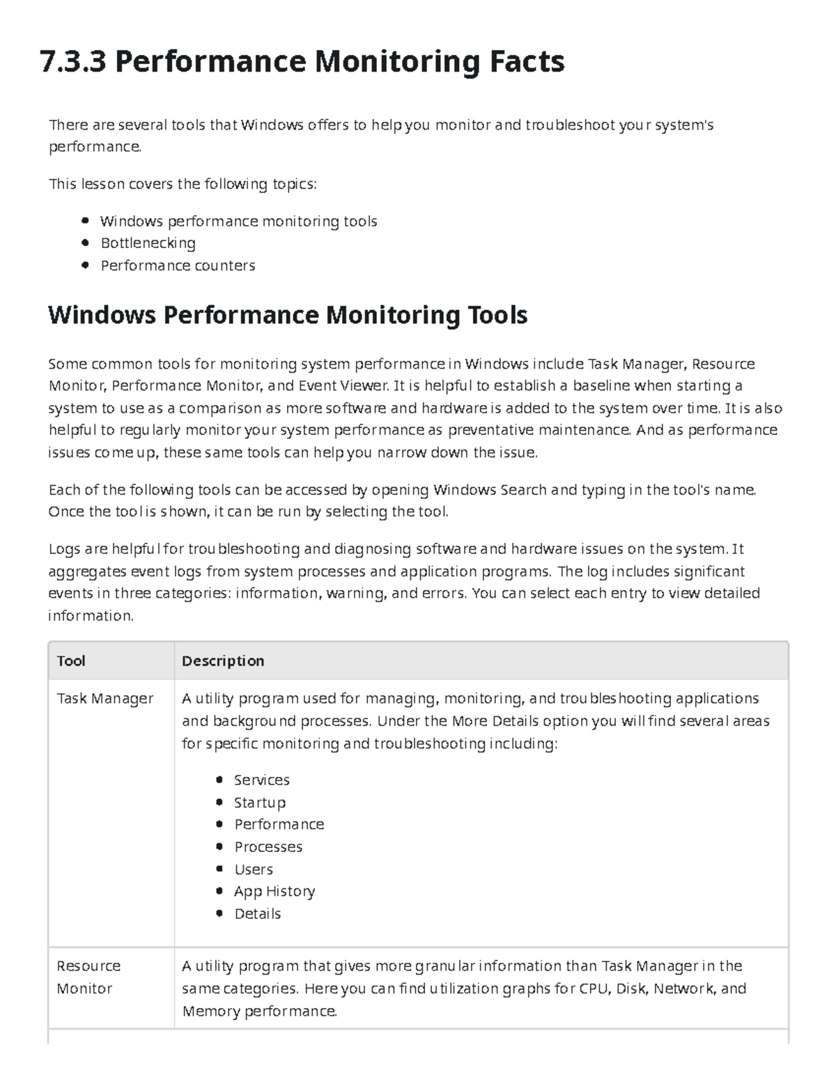 Windows Performance Monitoring Tools and Bottlenecking Guide - 7.3 ...