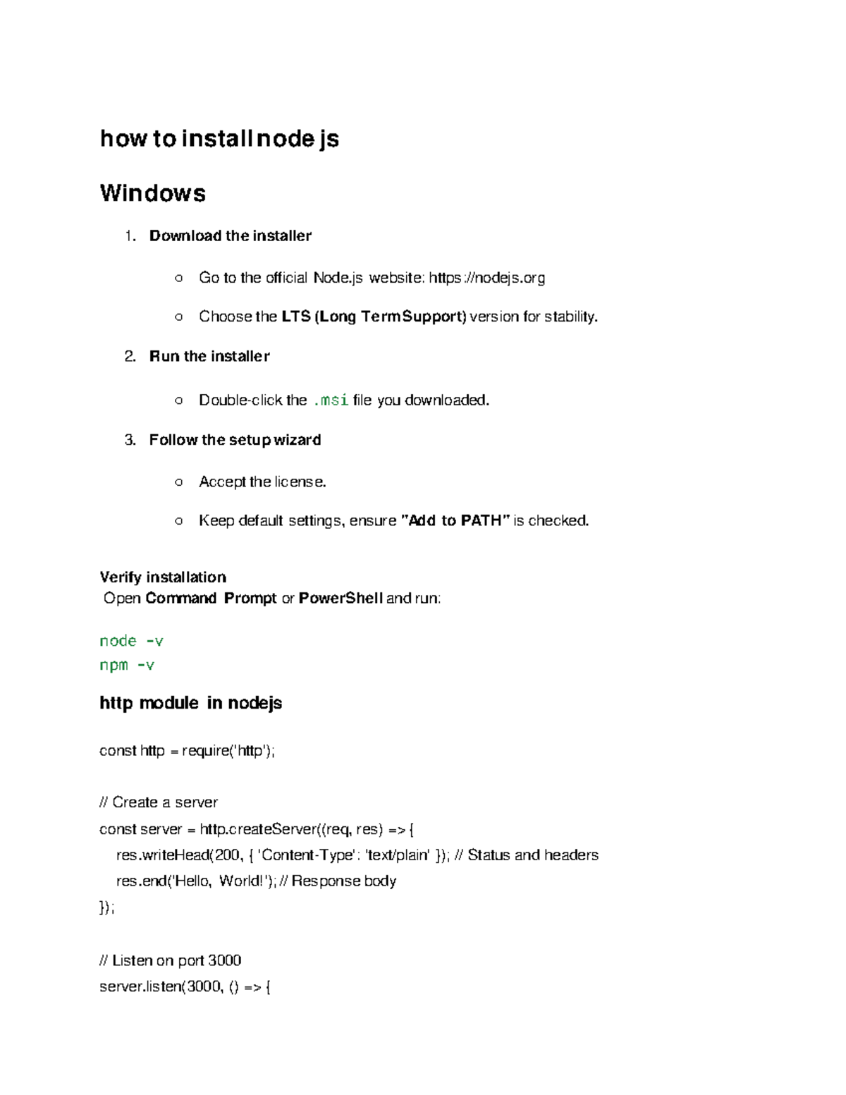 Node.js Installation Guide for Windows and MongoDB Setup - Studocu