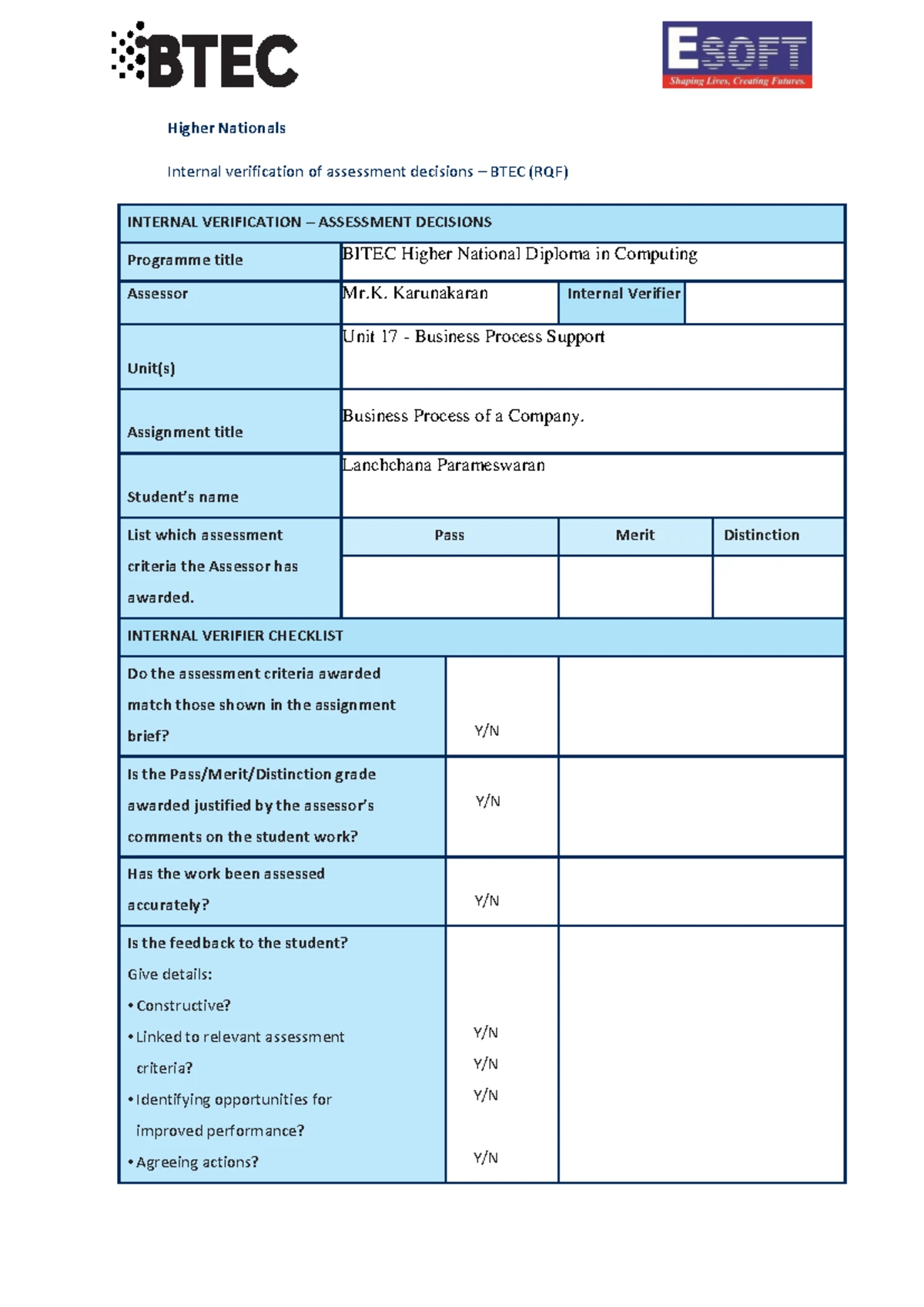 BPS - Business Process Support Assignment Feedback & Guidelines - Studocu