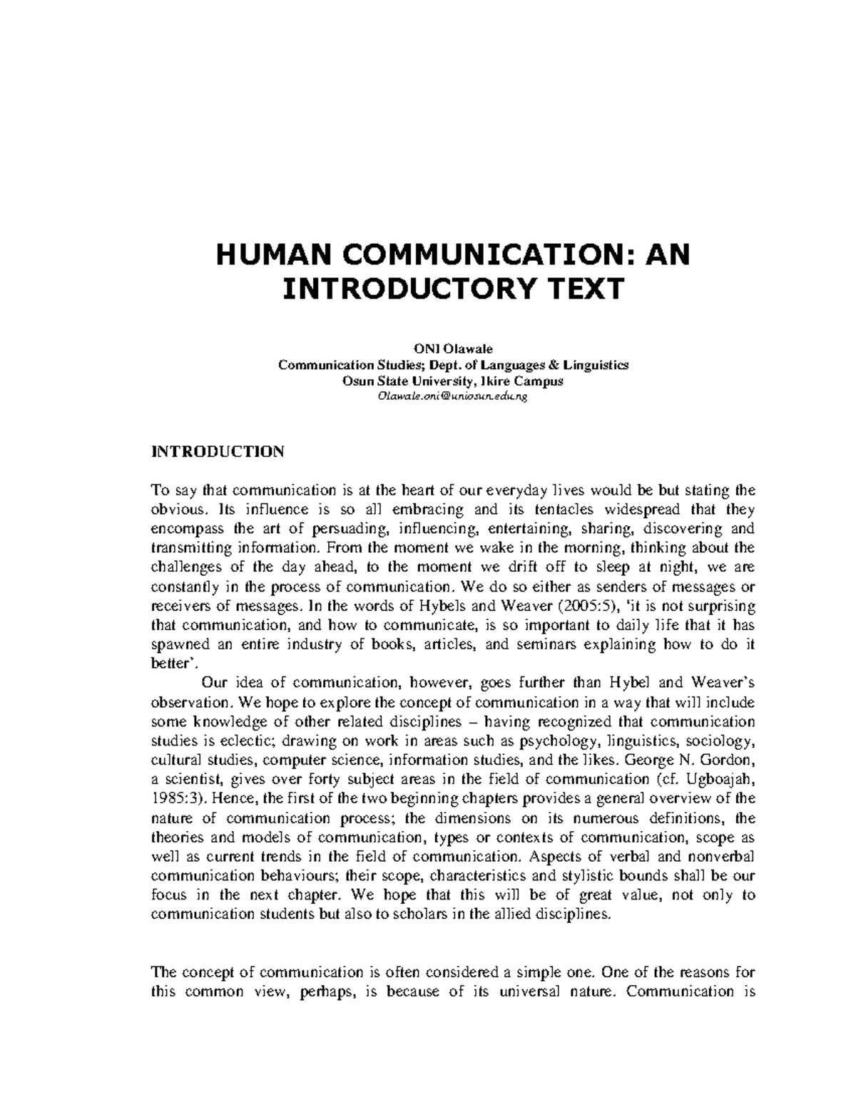 Introduction to Human Communication: A Comprehensive Overview (COM 101 ...