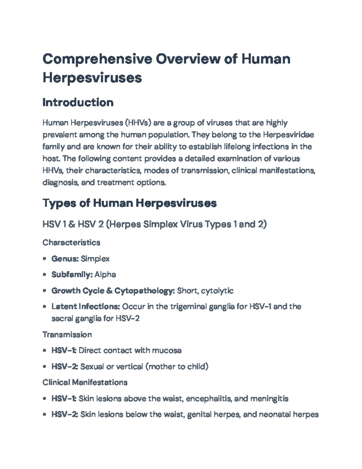 Comprehensive Overview of Human Herpesviruses (HHVs) - Detailed ...