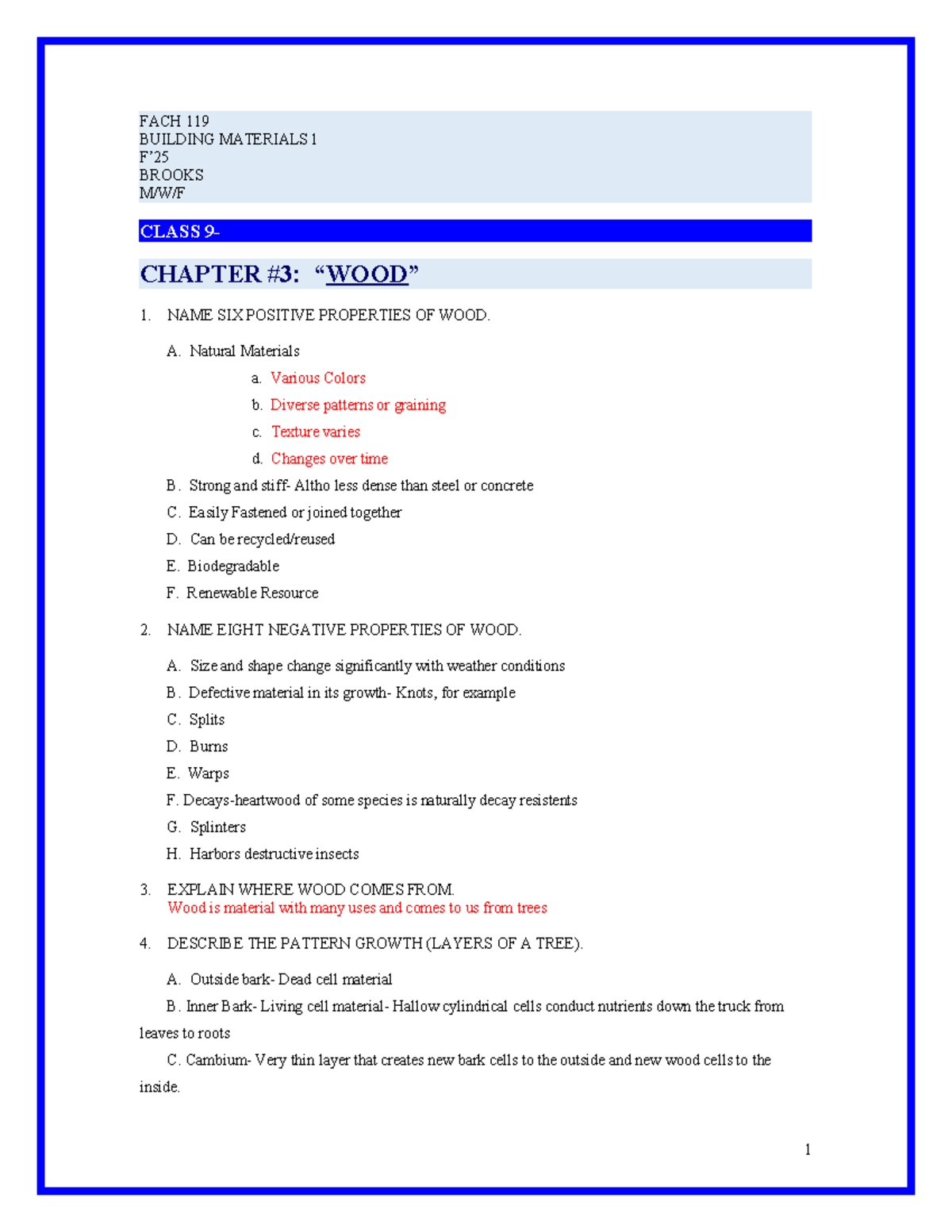 ACH 119 BUILDING MATERIALS: LUMBER PROPERTIES & PRODUCTION METHODS ...