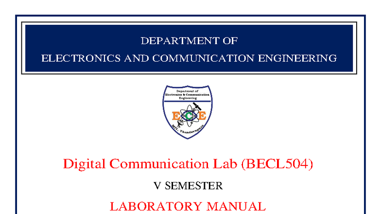 Digital Communication Lab Manual (BECL504) - V Semester - Studocu
