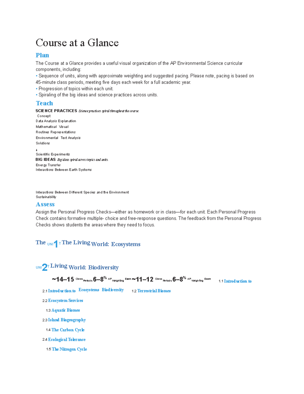 AP Environmental Science STB 567 Course Overview and Unit Breakdown ...