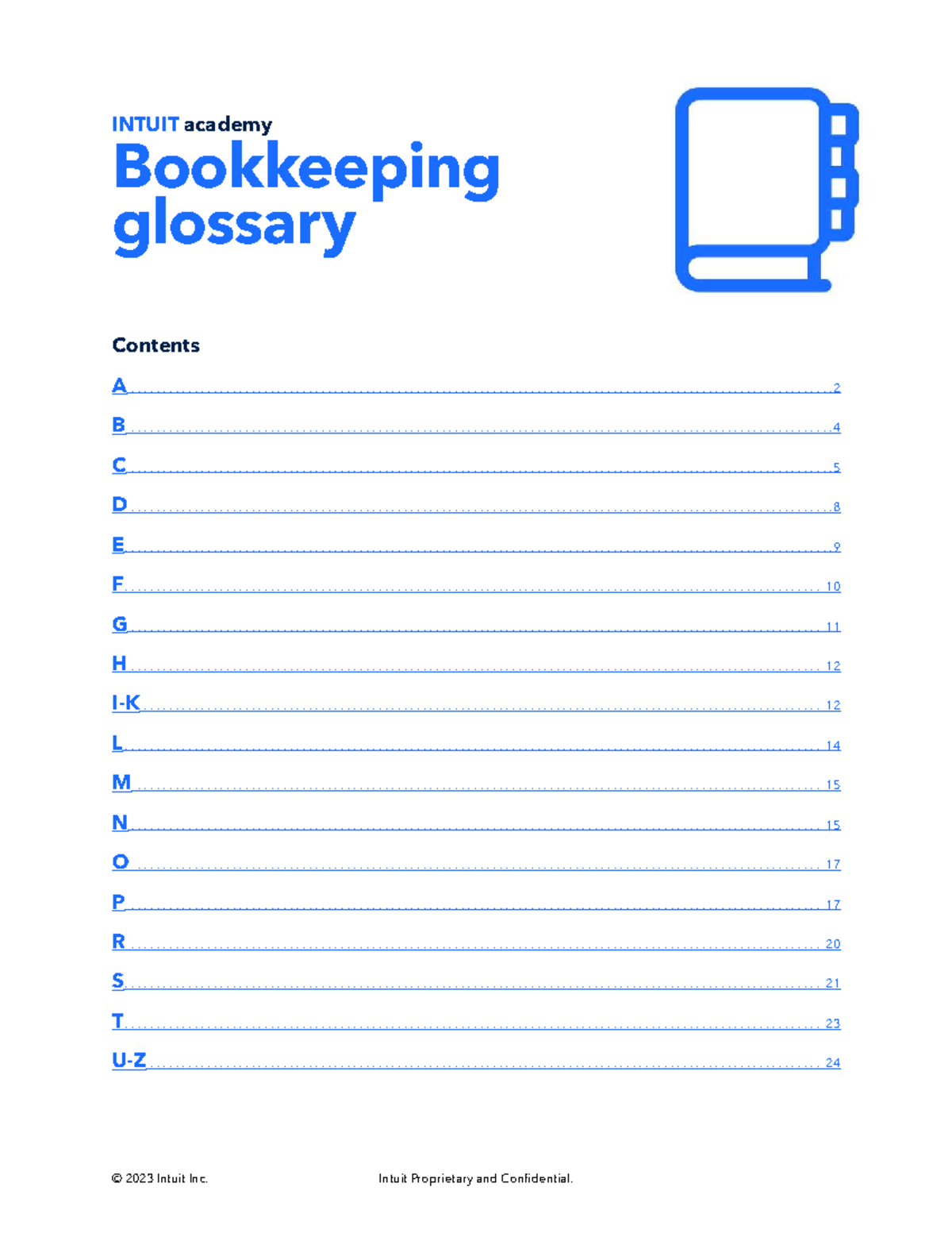 INTUIT Academy Bookkeeping Glossary: Key Terms and Definitions - Studocu