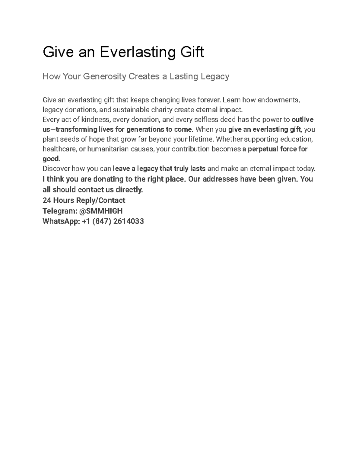 Give an Everlasting Gift - Learn how endowments, legacy donations, and ...