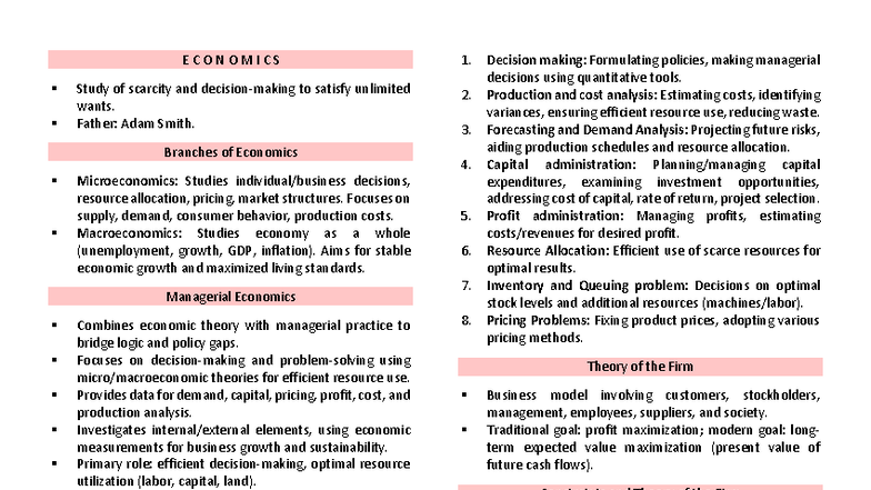 ECON 101: Comprehensive Notes on Scarcity and Economic Theories - Studocu