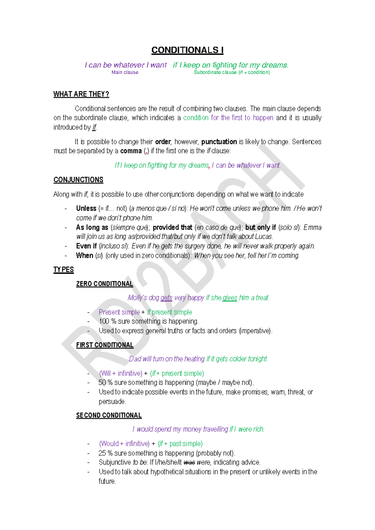 Conditionals I: Understanding Main and Subordinate Clauses - Studocu