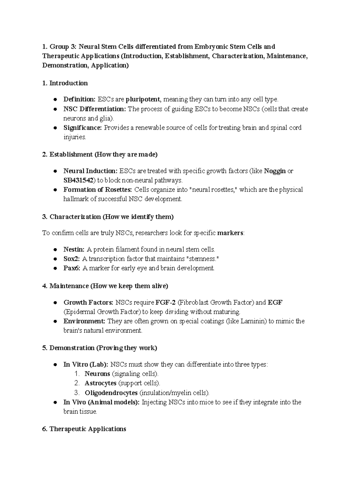 Stem Cell Final Exam Notes - Comprehensive Overview - Studocu