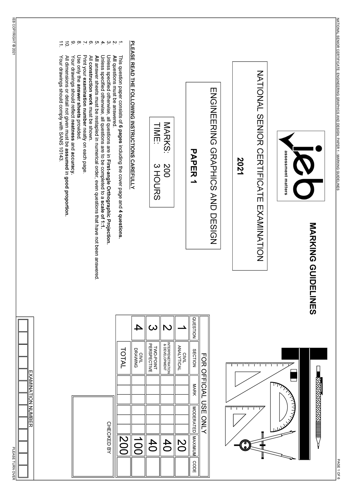 Engineering Graphics and Design P1 Marking Guidelines 2021 - Studocu