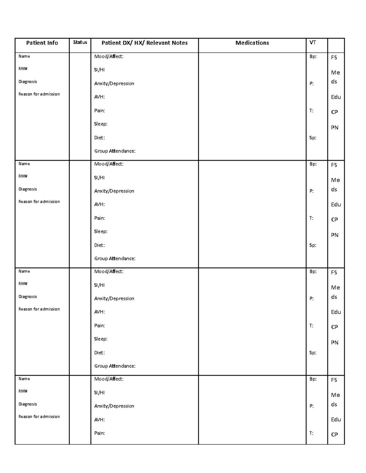 Mental Health Report Sheet for Patient Evaluation and Care - Studocu