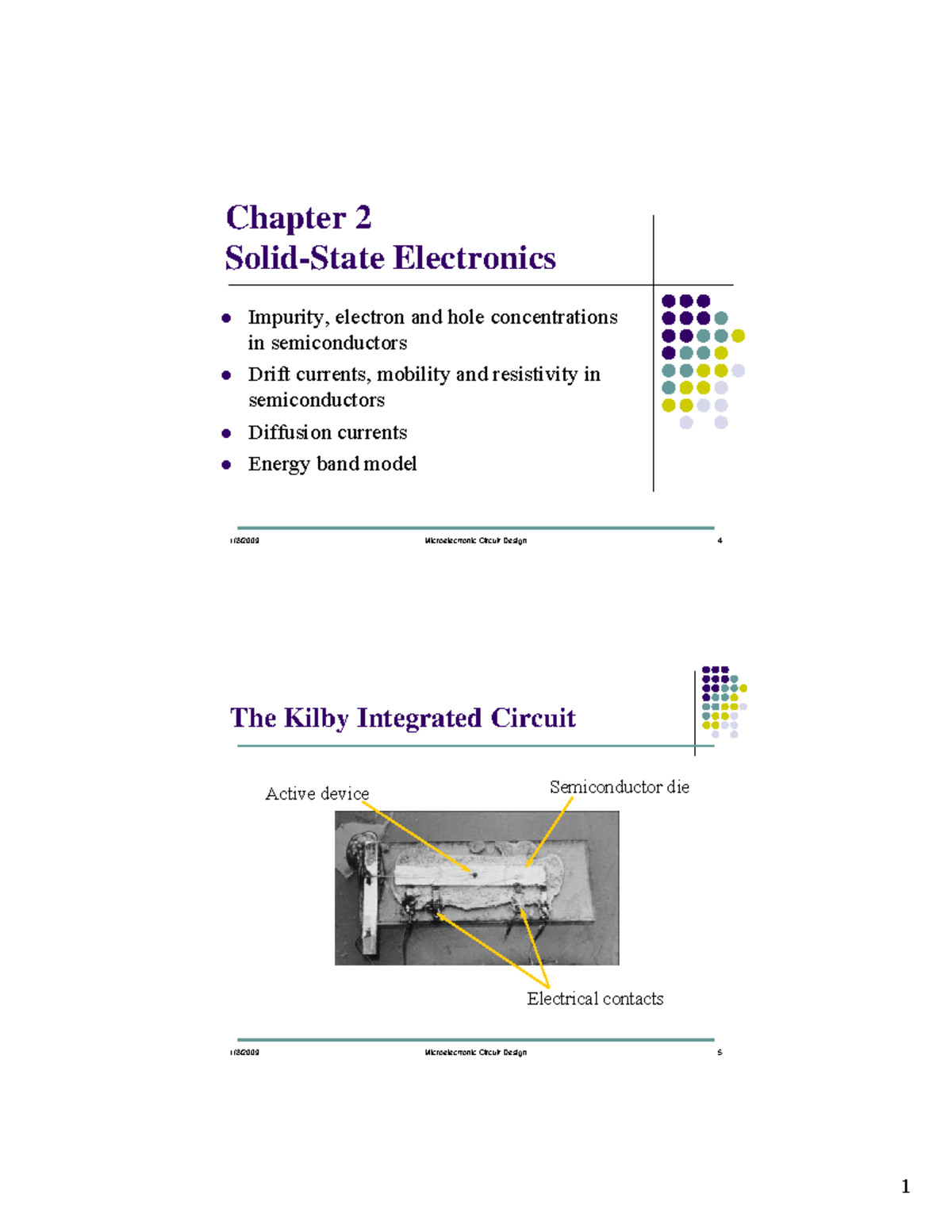 335 Solid State Electronics - 1/8/2009 Microelectronic Circuit Design 4 ...