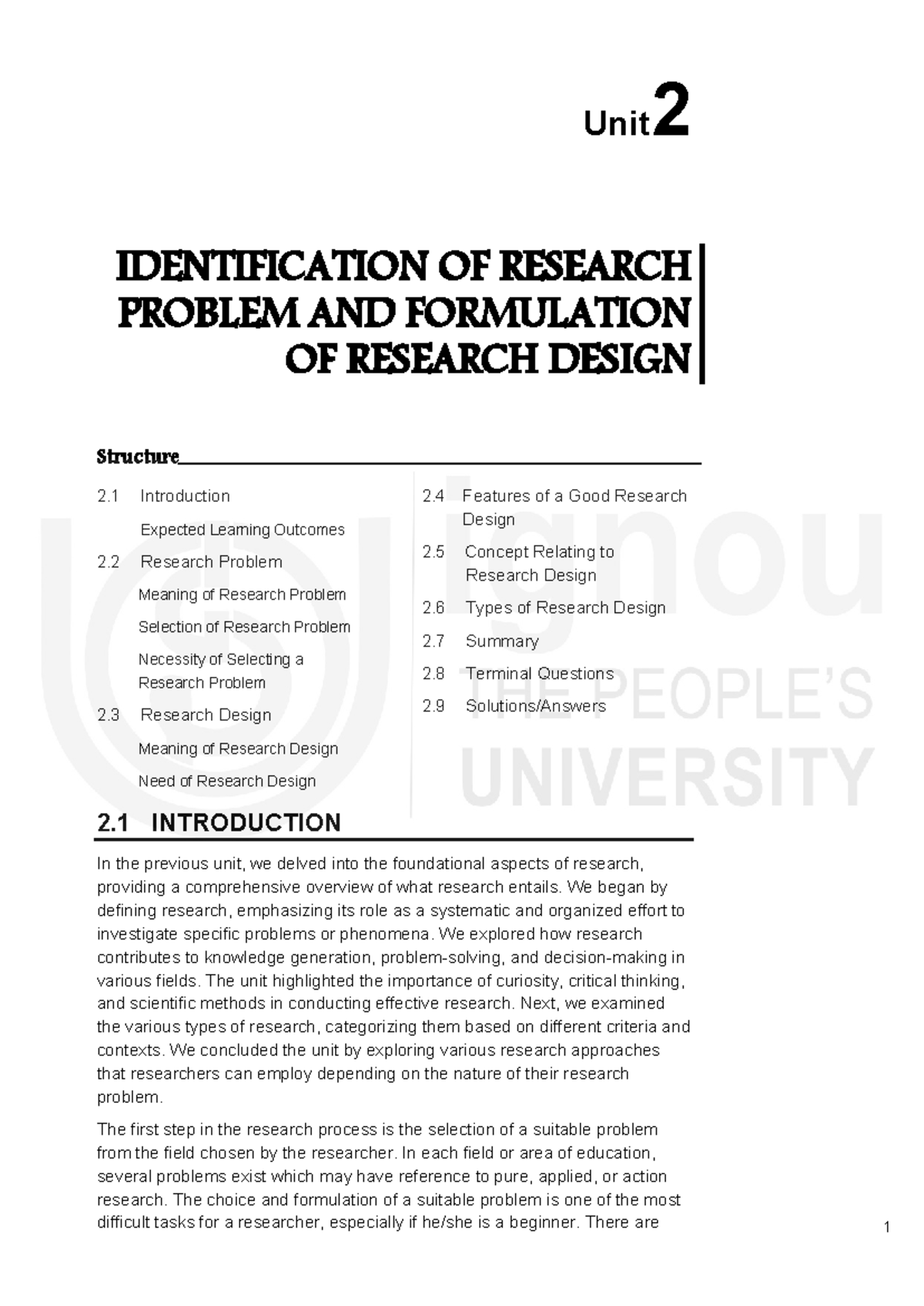 Unit 2: Identifying Research Problems & Designing Research Approaches ...