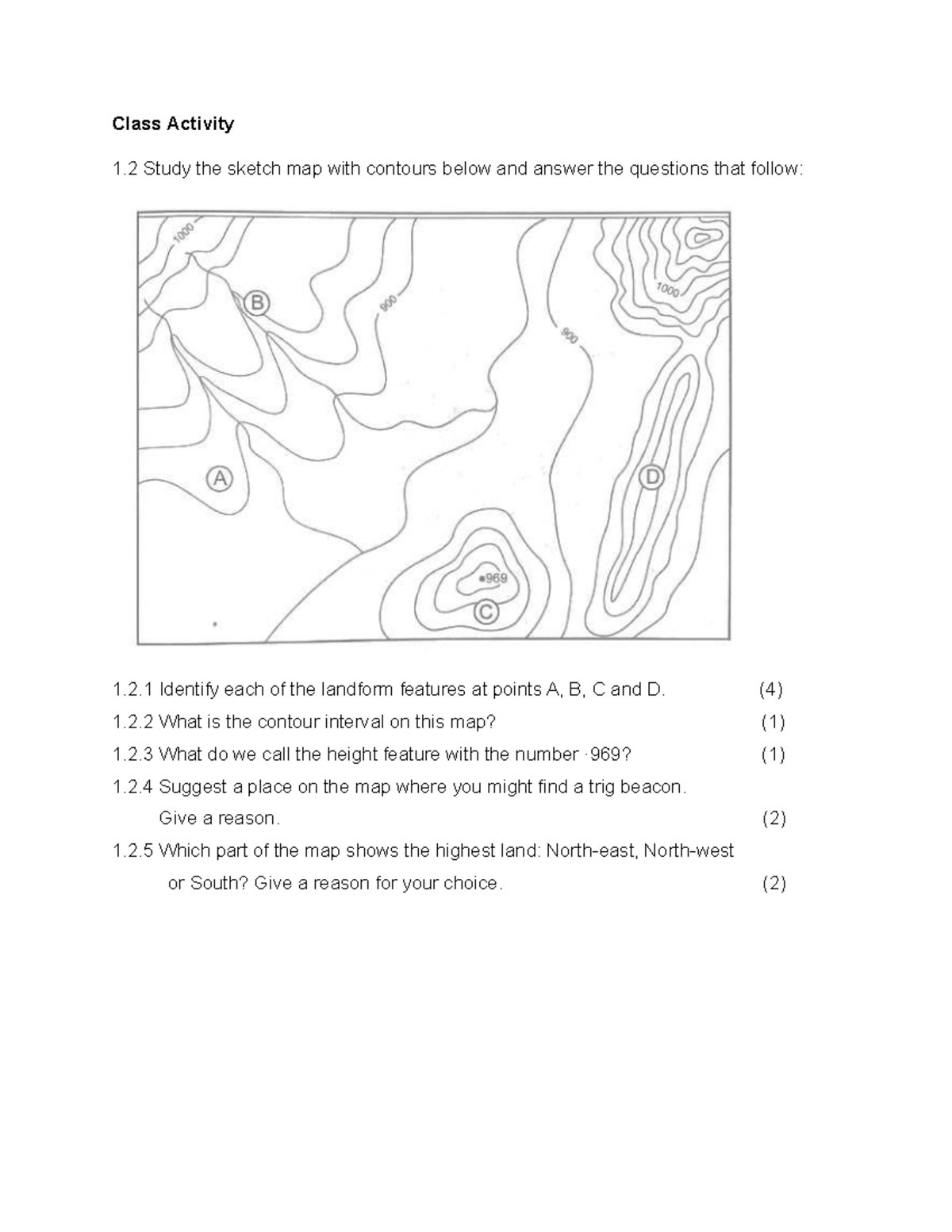 Class activity 2 - Sketch map contour analysis and questions - Studocu