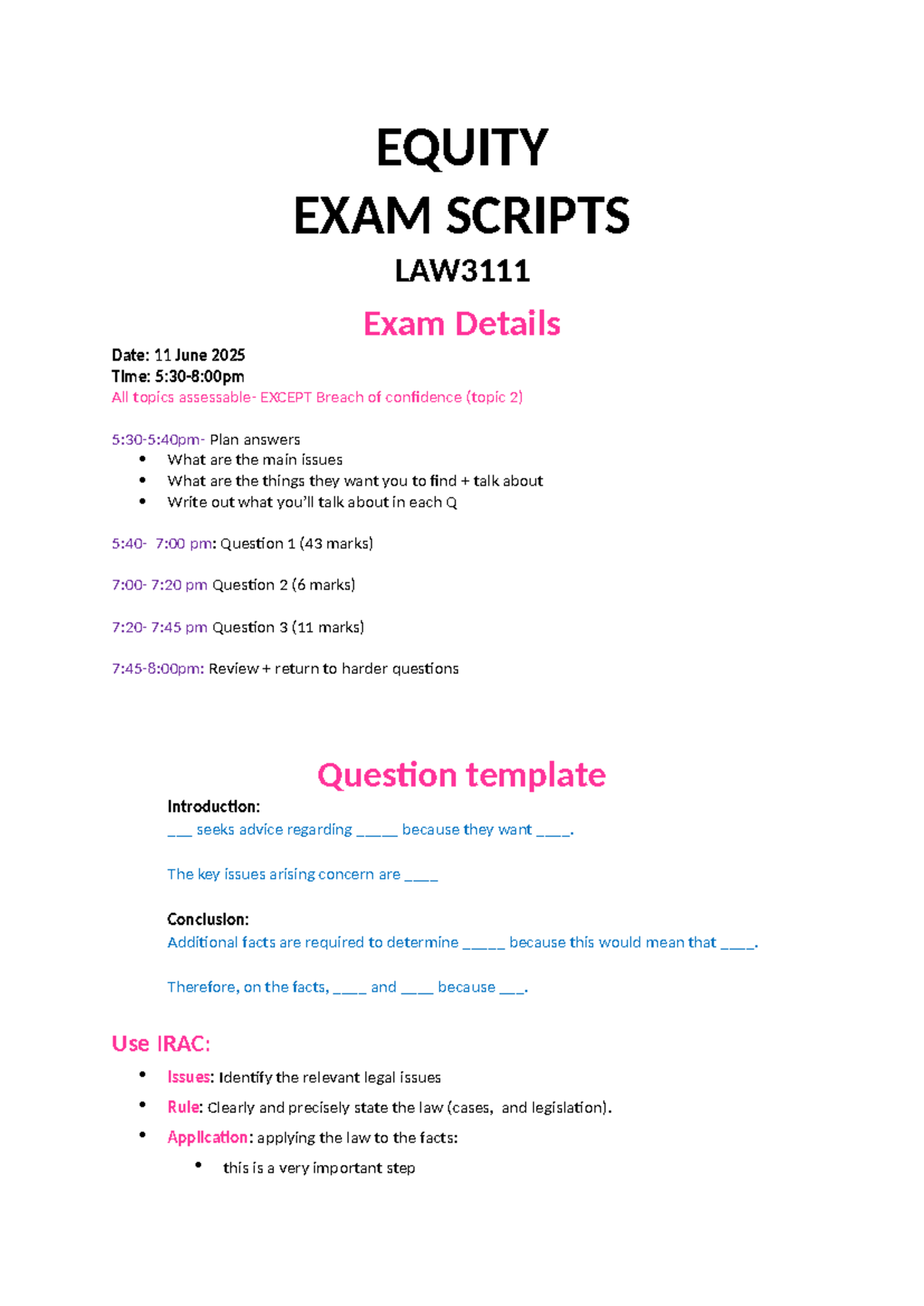 EQUITY 101: Comprehensive Exam Scripts & Key Issues Analysis - Studocu
