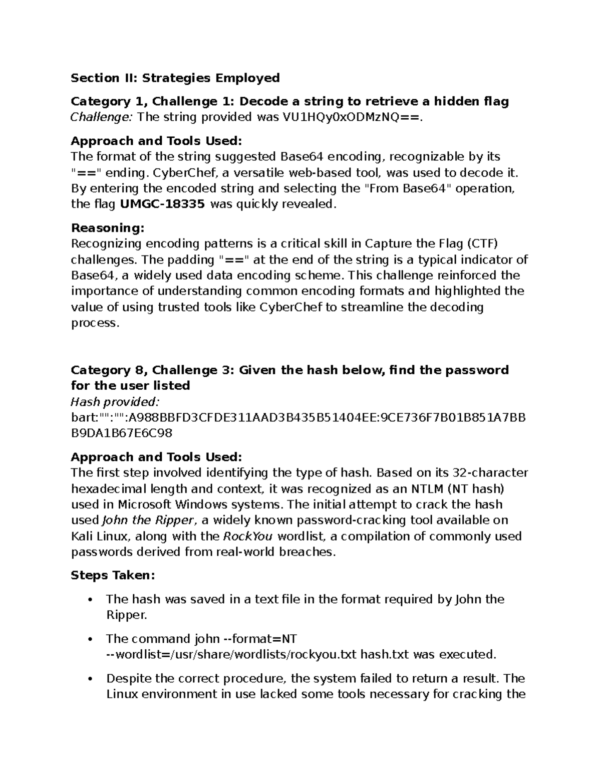 Ethical Hacking Project 1 Final: CTF Strategies & Lessons Learned - Studocu