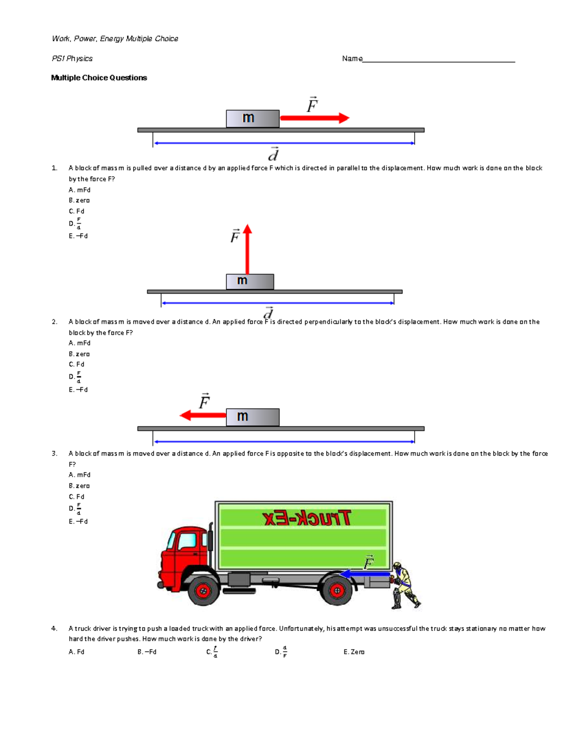 Work, Power, Energy MCQs - PSI Physics Exam Prep - Studocu
