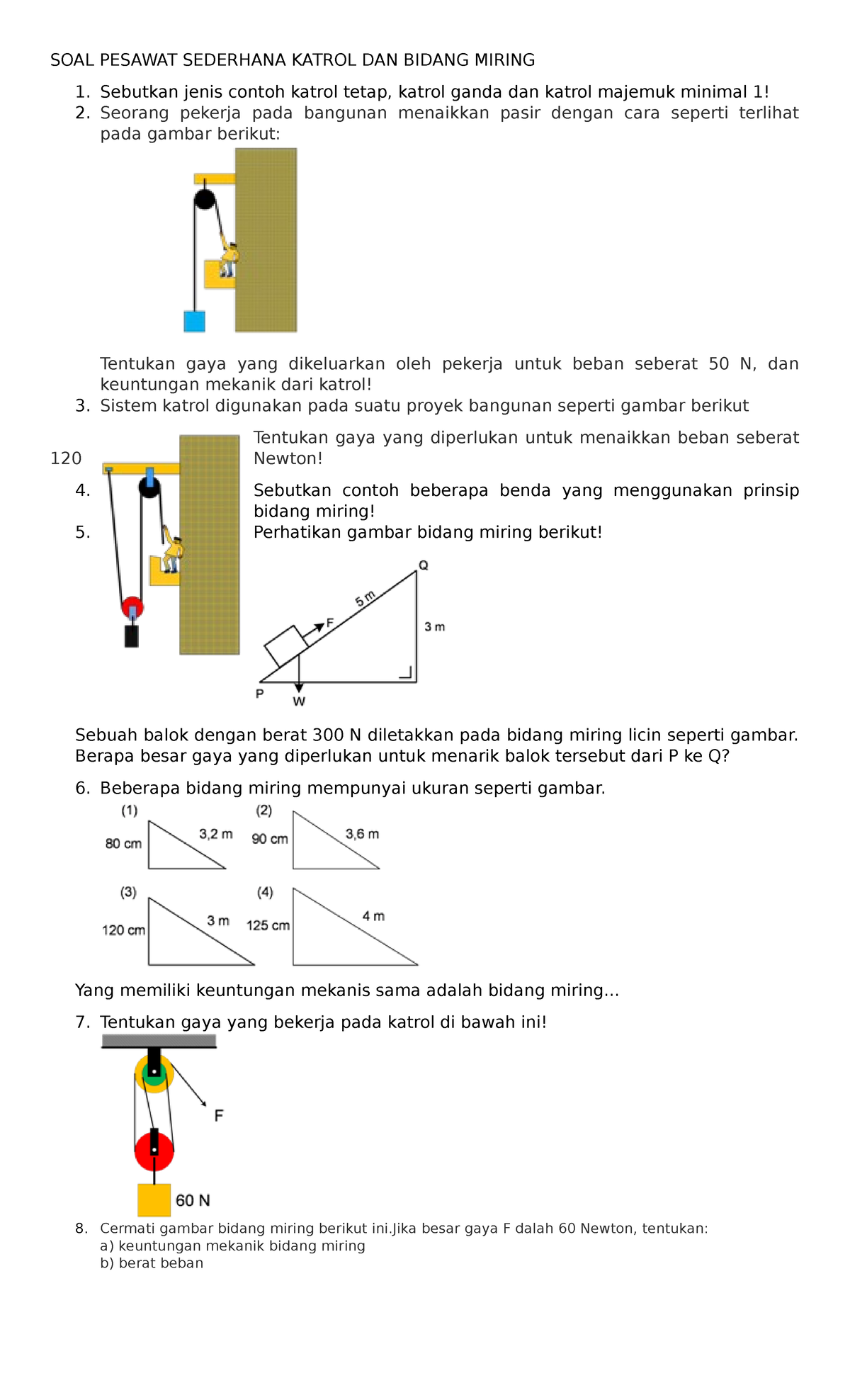 SOAL SOAL KATROL DAN BIDANG MIRING - FISIKA 101 - Studocu