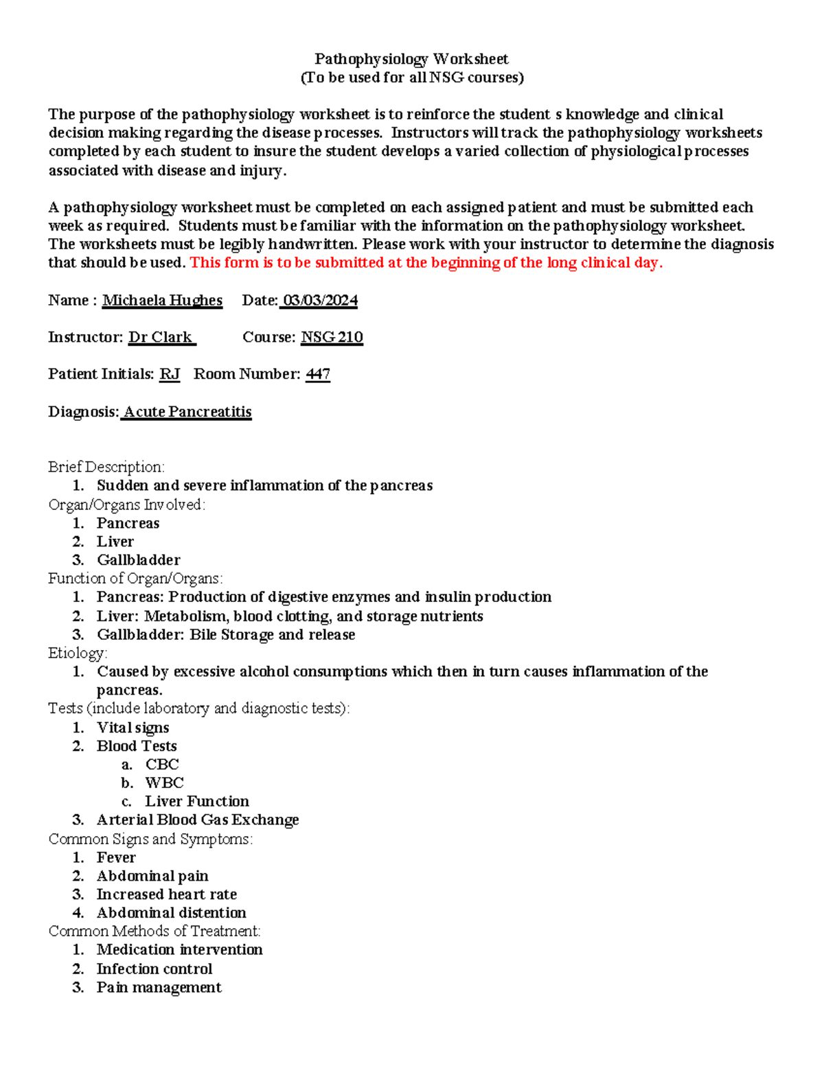 NSG 210 Annotated Pathophysiology Worksheet for Clinical Practice - Studocu