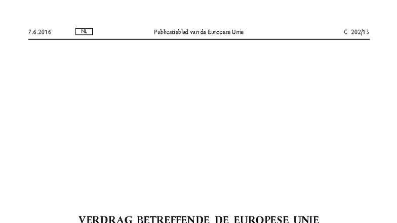 VEU - Verdrag Betreffende de Europese Unie (Gecorrigeerde Versie ...