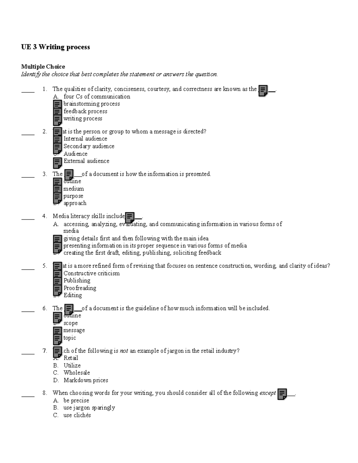 UE 3 Writing Process Quiz - Studocu