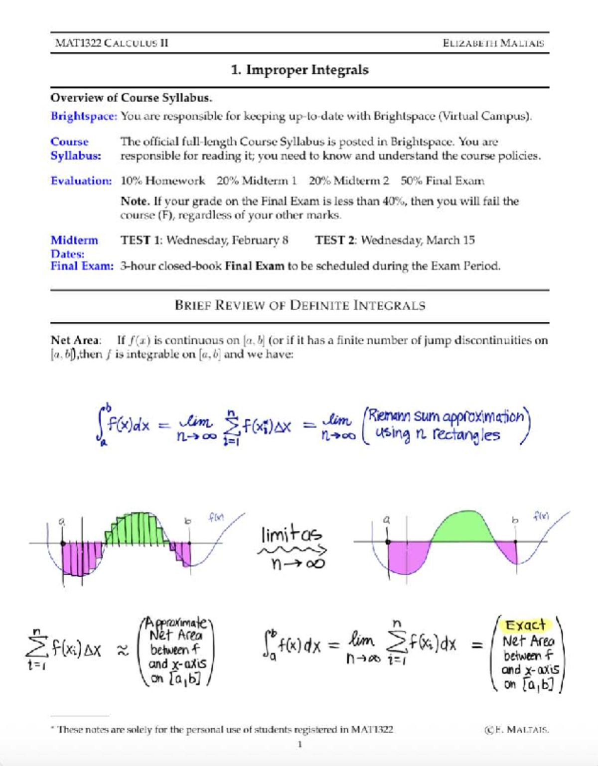MAT1322 Calculus II: Improper Integrals and Volume Concepts - Studocu