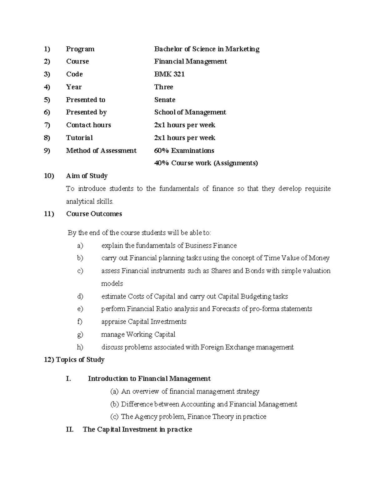 Financial Management Overview - BMK 321 - Year 3 - Studocu