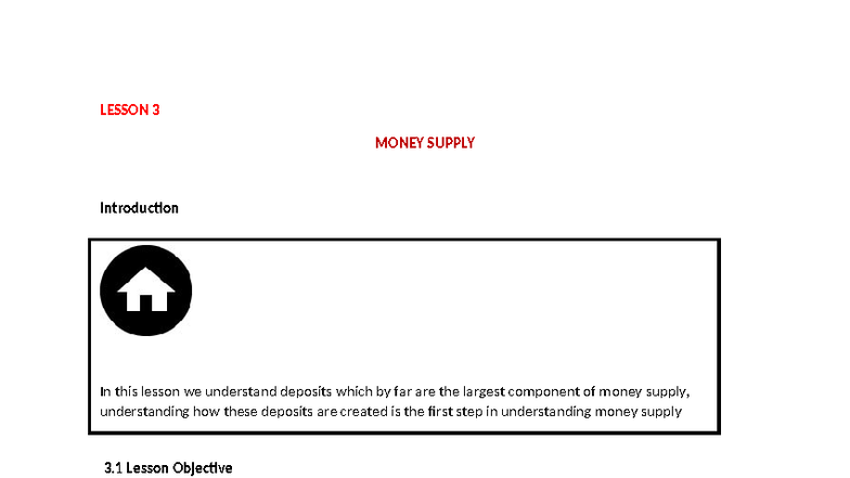 LESSON 3: UNDERSTANDING MONEY SUPPLY AND ITS COMPONENTS - Studocu