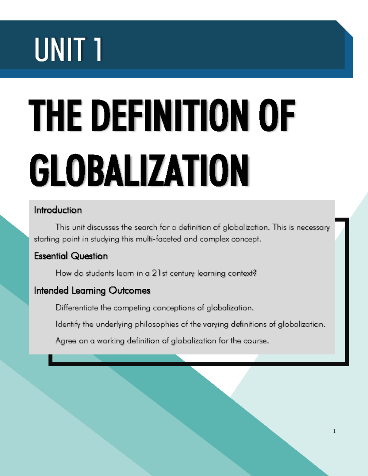 Unit 1 The Definition of Globalization - THE DEFINITION OF ...