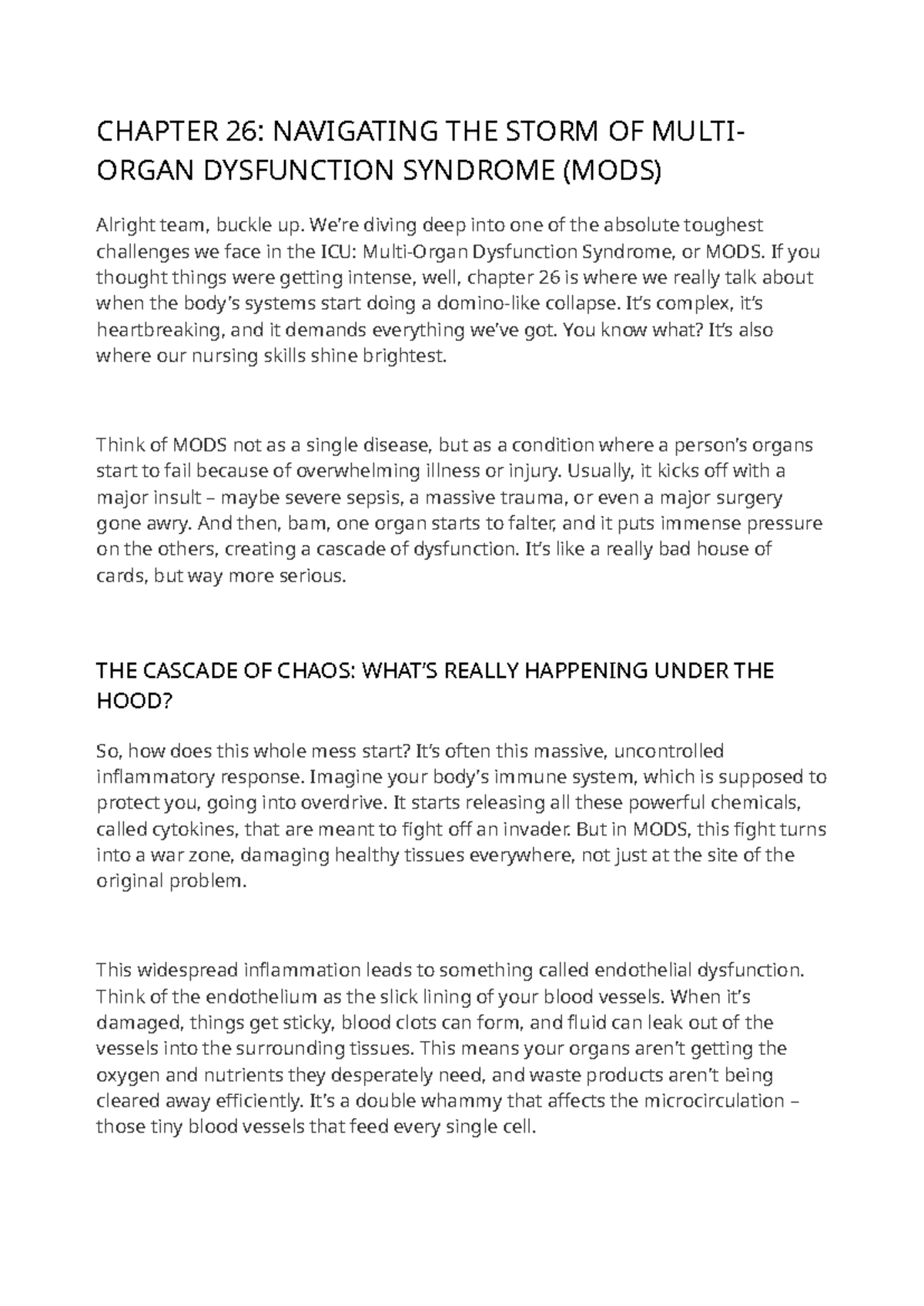 CHAPTER 26: MASTERING MULTIORGAN DYSFUNCTION SYNDROME (MODS) IN ICU ...