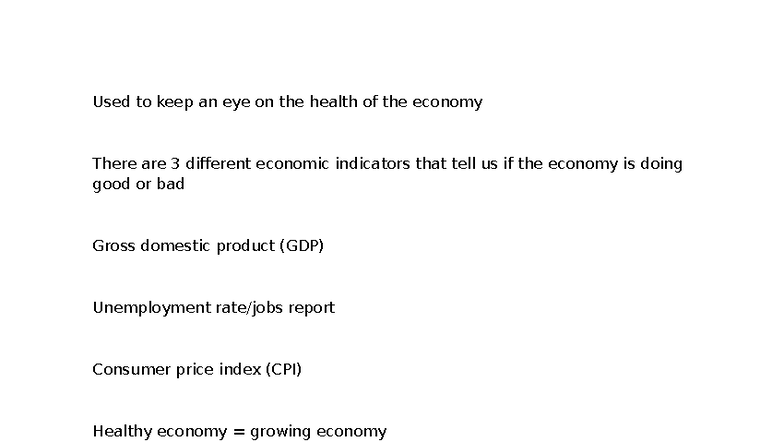 ECON 101: Economic Indicators & Their Impact on the Economy - Studocu